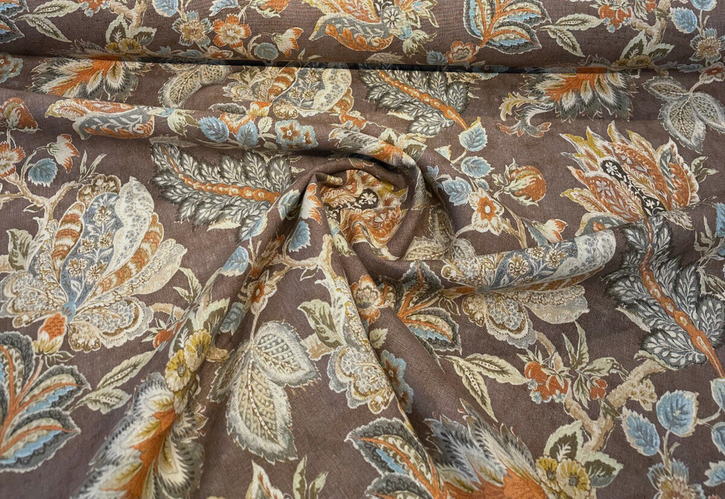 Waverly Brompton Amber Brown Linen Upholstery Drapery Fabric By the Ya ...