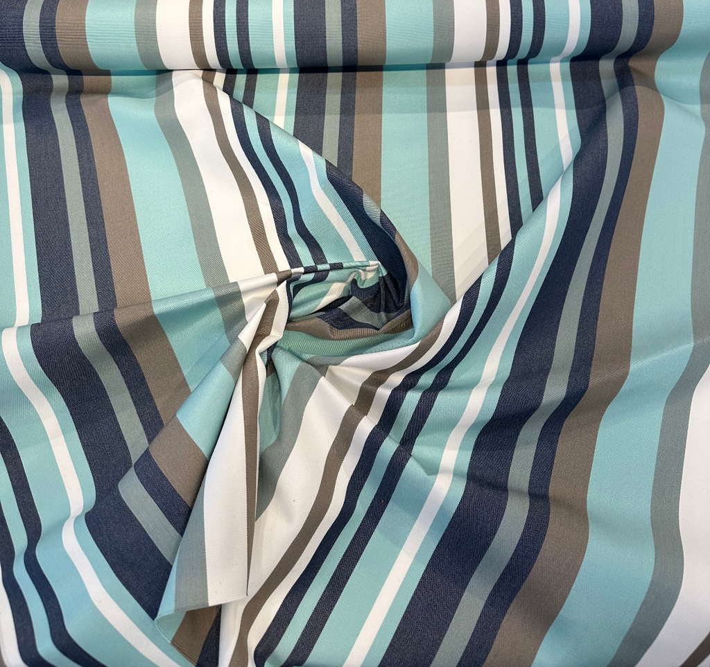 Sunbrella Helena Mist Blue Stripe Upholstery Outdoor Fabric By the yar ...