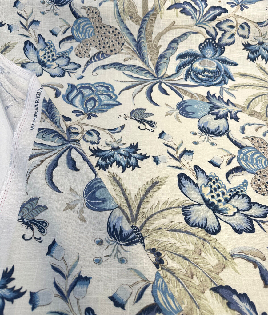 Waverly Exotic Curiosity Porcelain Linen Drapery Upholstery Fabric By ...