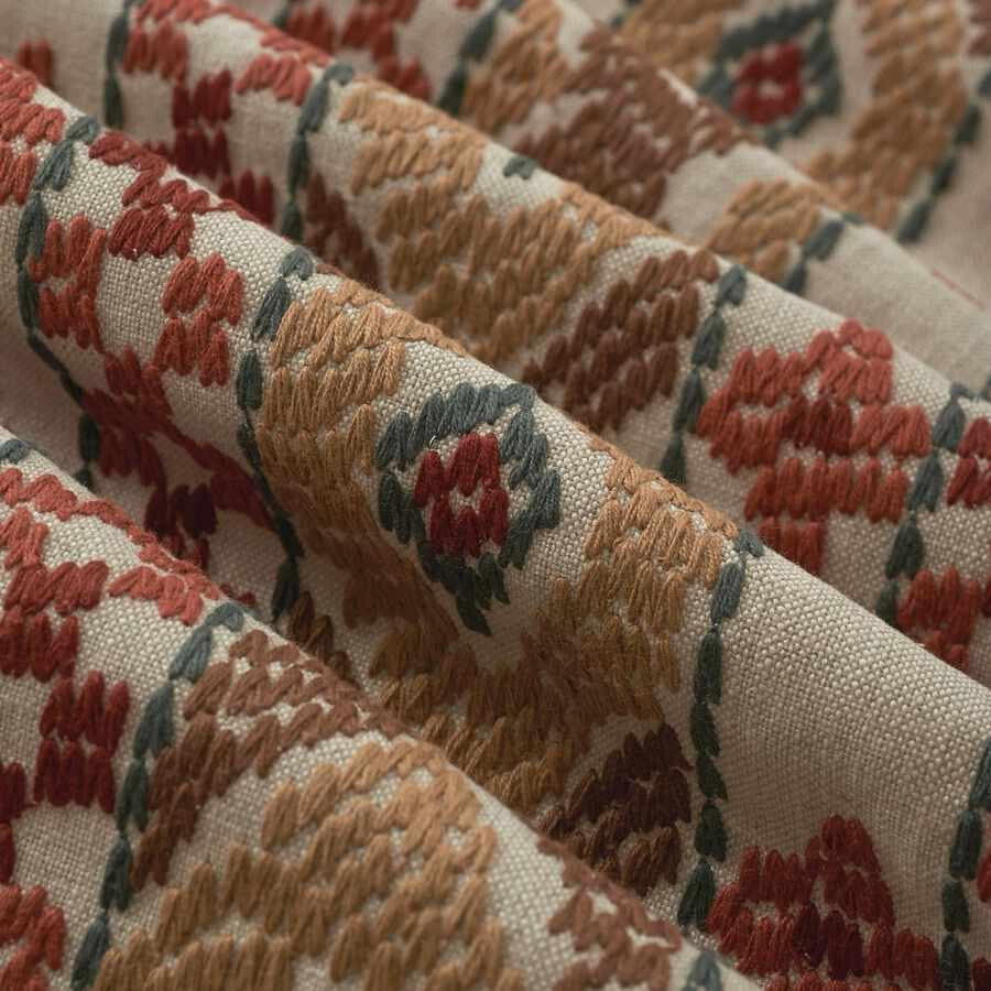 Stroheim Massif 01 Rust Tranquil Embroidered Drapery Upholstery Fabric ...