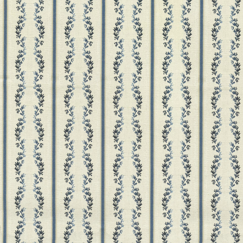Waverly Regency Stripe Blue Caspian Vine Drapery Upholstery Fabric by ...