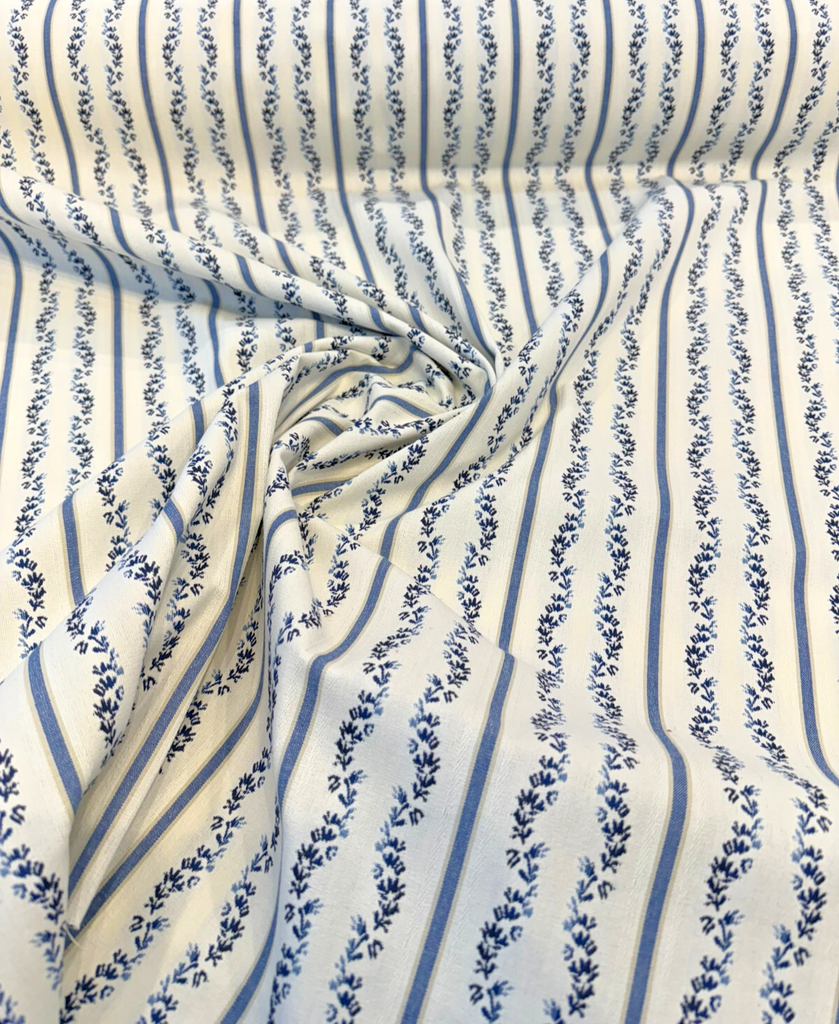Waverly Regency Stripe Blue Caspian Vine Drapery Upholstery Fabric by ...