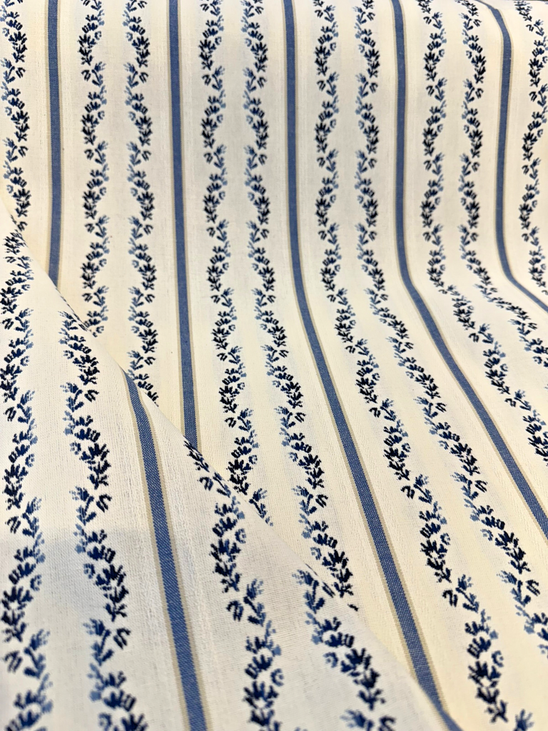 Waverly Regency Stripe Blue Caspian Vine Drapery Upholstery Fabric by ...