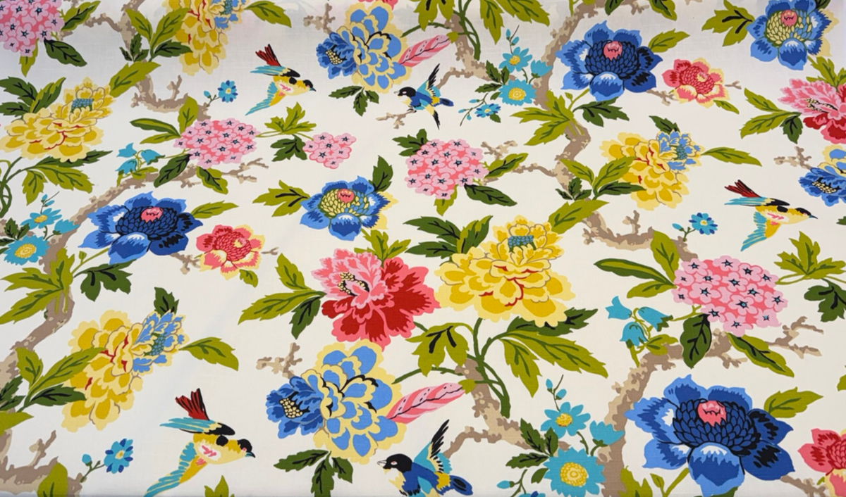 Waverly Celeste Spring Birds Floral Upholstery Drapery Fabric By the Y ...