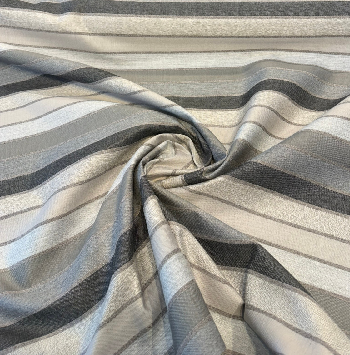Sunbrella Lucy Stripe Asphalt Gray Outdoor Performance Fabric By The Y ...