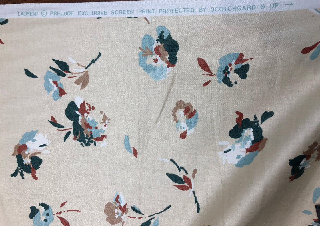 Laurent Prelude Floral Predominate Beige Vintage Fabric By The Yard ...