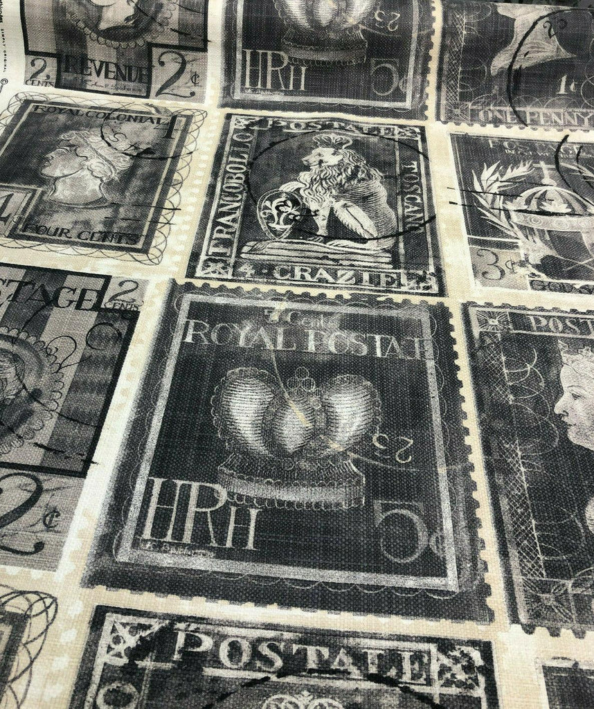 Postale Postage Royal Penny Beige Upholstery Canvas Fabric By The Yard ...