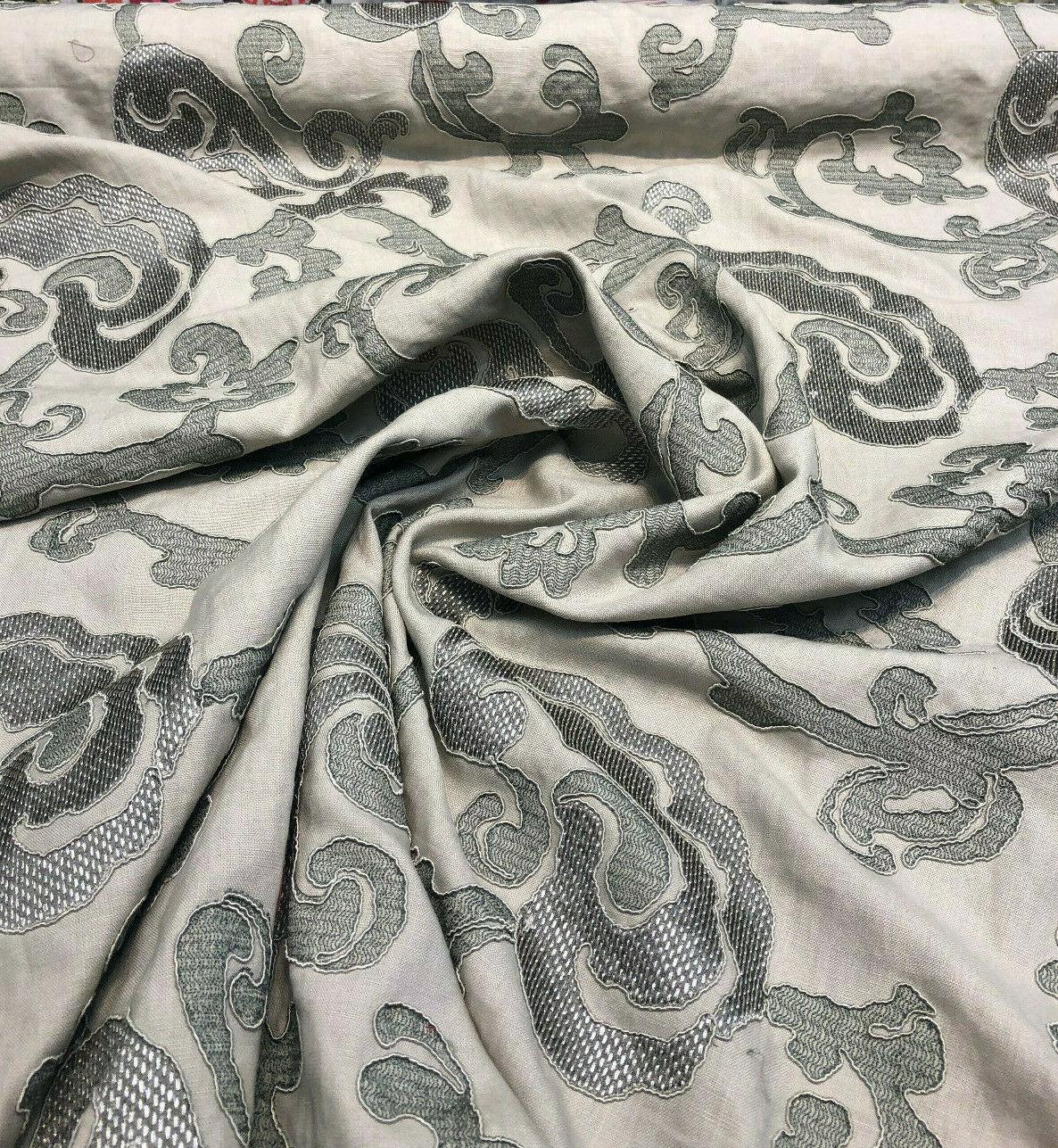Fabricut Victoria Stingray Embroidered Linen Fabric by the yard ...