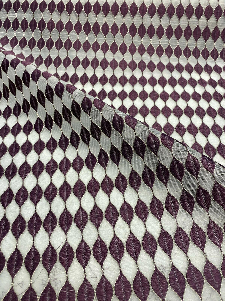 Purple Rain Embroidered Sheer Drapery Fabric By The Yard – Affordable ...