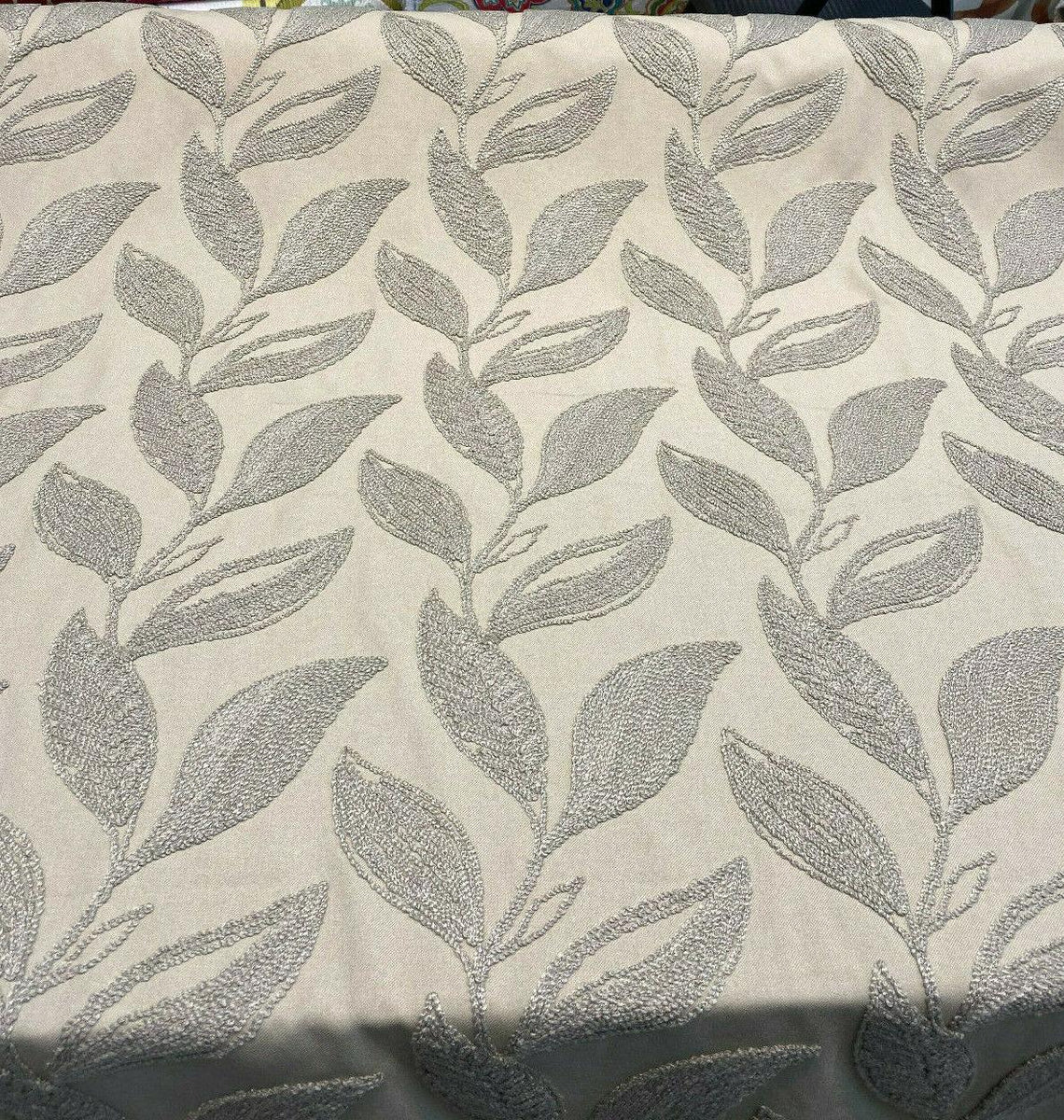 Valiant Dillon Natural Taupe Embroidered Crewel Fabric By The Yard ...
