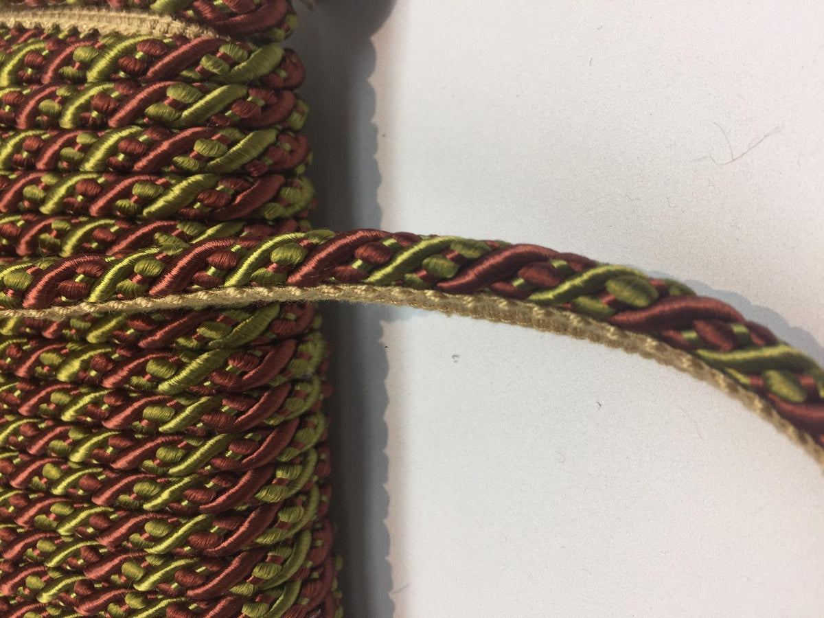 Green with Rust Trim Rope with Gimp Upholstery 10 yard 25 yard 50 yard ...