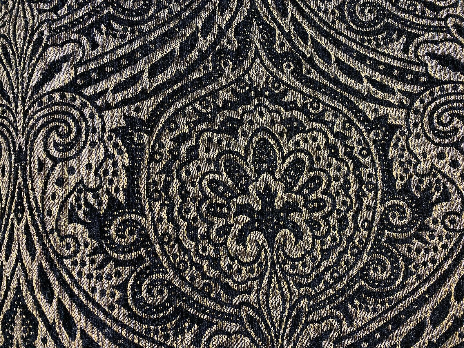Medellin Damask Black Gold Upholstery Fabric By The Yard – Affordable ...