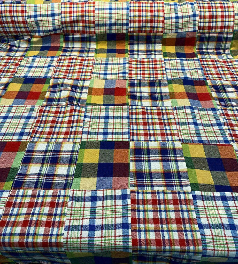 Patchwork Nantucket Plaid Red Blue Green Covington Fabric by the yard ...