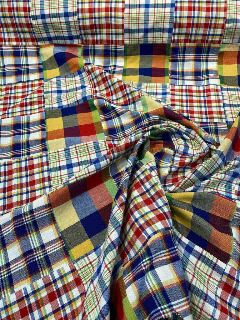 Patchwork Nantucket Plaid Red Blue Green Covington Fabric by the yard ...