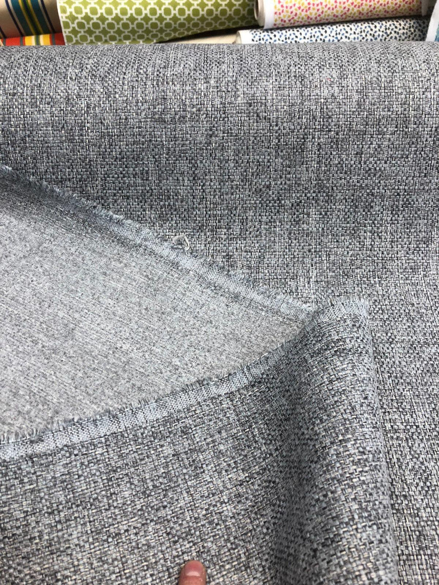 Callamezzo Steel Chenille Shabby Chic Basketweave Upholstery fabric by ...