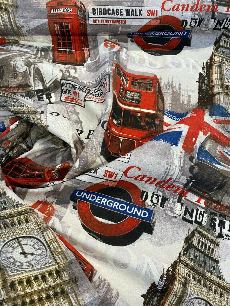 London Tower Bridge Britain Cotton Drapery Upholstery Fabric by the ya ...
