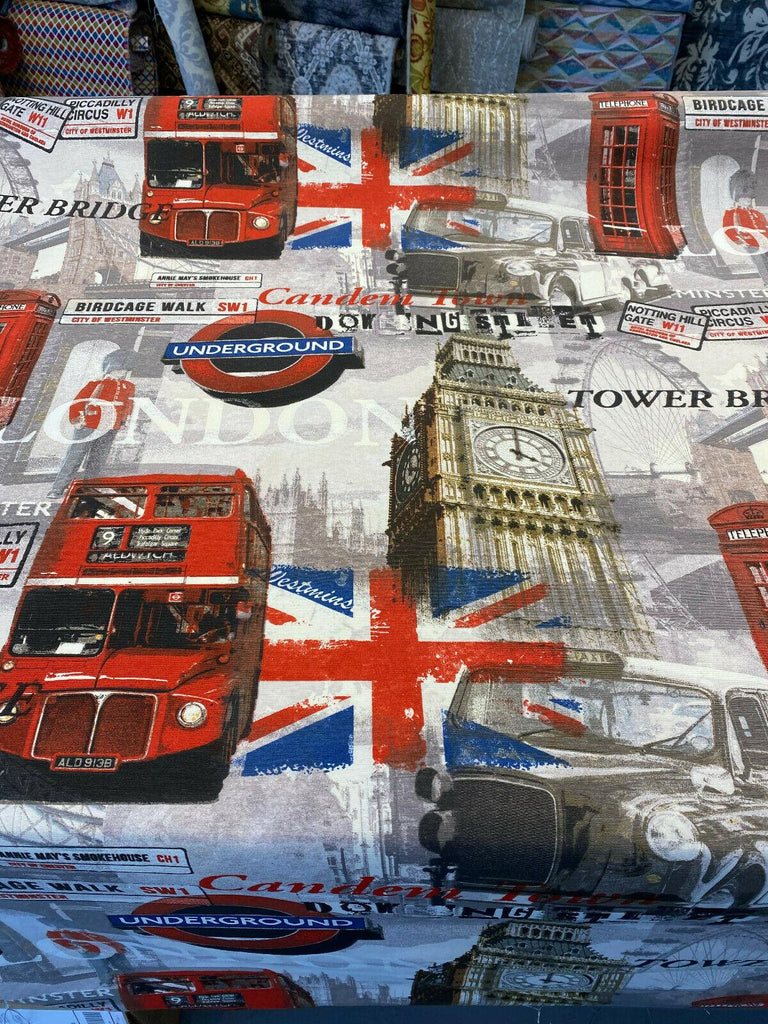 London Tower Bridge Britain Cotton Drapery Upholstery Fabric by the ya ...