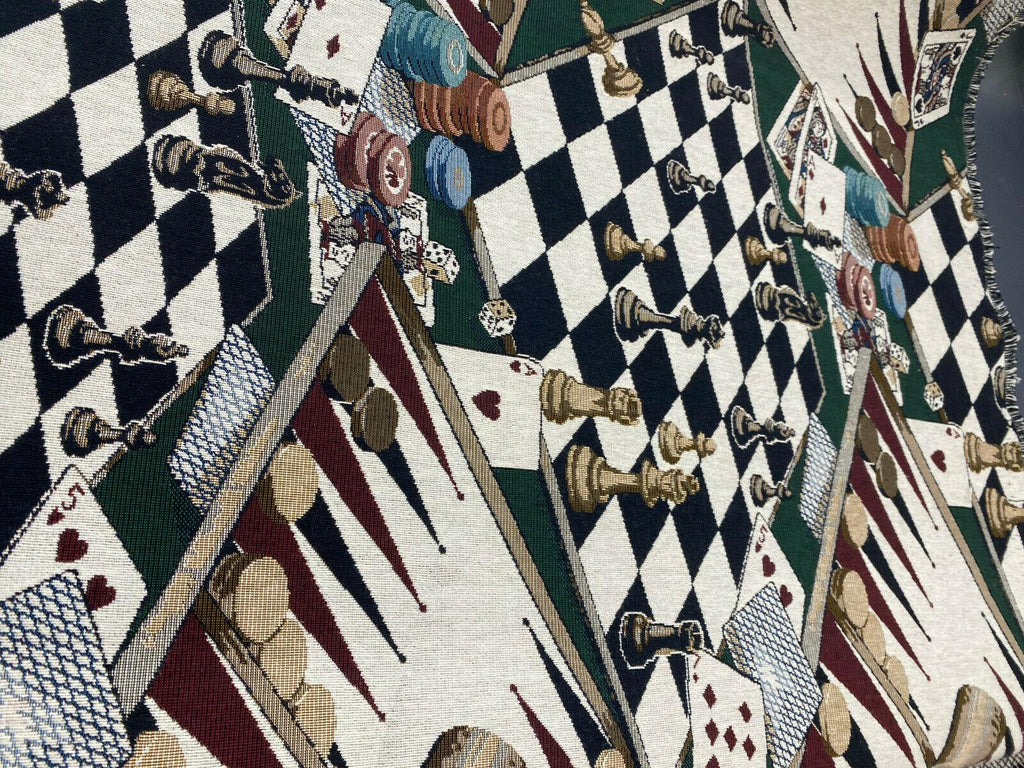 Backgammon Chess Dice Large Tapastry Upholstery Fabric By The Yard ...