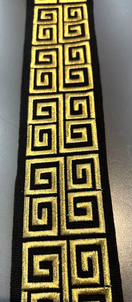 Fabricut Embroidery Gold Black Double Greek Key Trim Tape By The Yard ...