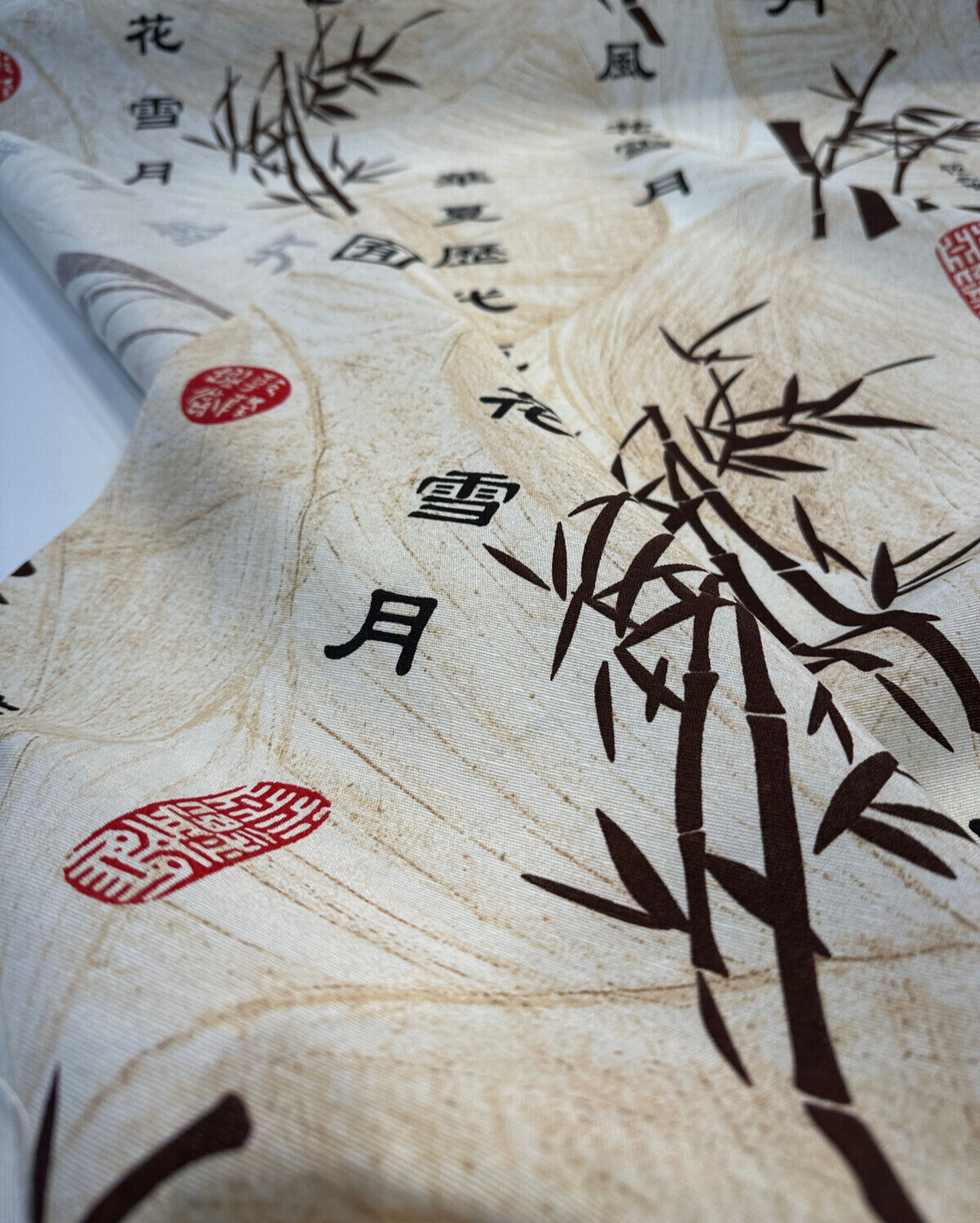 Ancient Chinese Bamboo Writing Drapery Upholstery Fabric by the yard ...