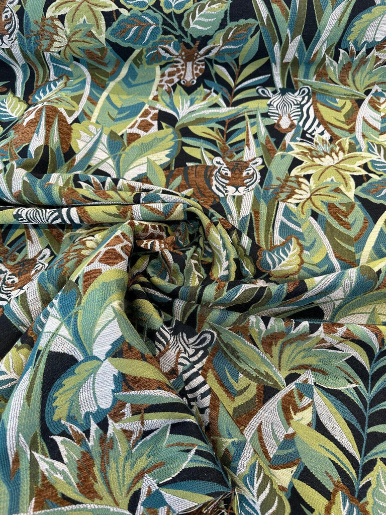 Upholstery Jungle Party Adumu Zebra Tiger Monkey Chenille Fabric ...