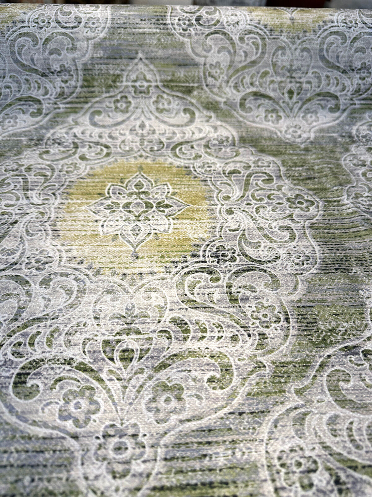 Regis Green Damask Emblem Velvet Upholstery Drapery Fabric – Affordable ...