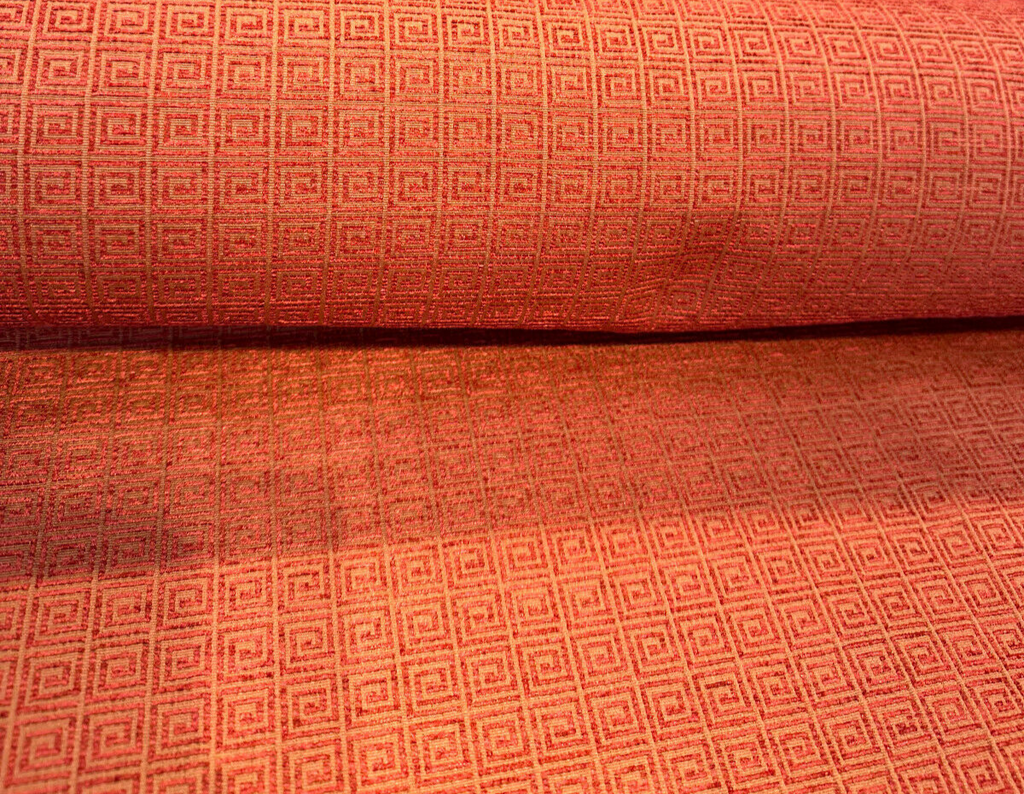 Greek Key Red Clay Alexis Brocade Jacquard Fabric by the yard ...