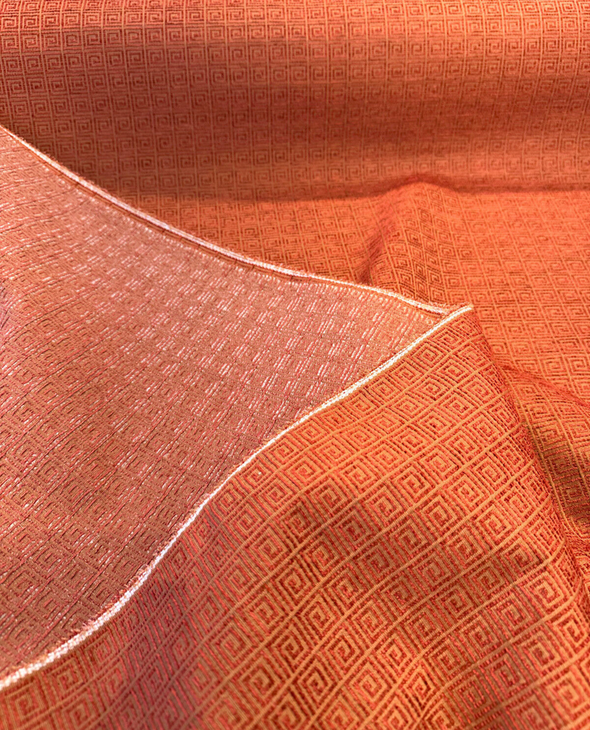 Greek Key Red Clay Alexis Brocade Jacquard Fabric by the yard ...