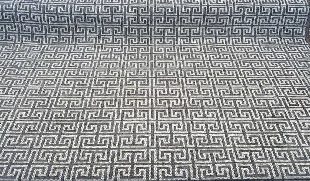 Irwin Greek Key Mod Chenille Charcoal Upholstery Regal Fabric ...