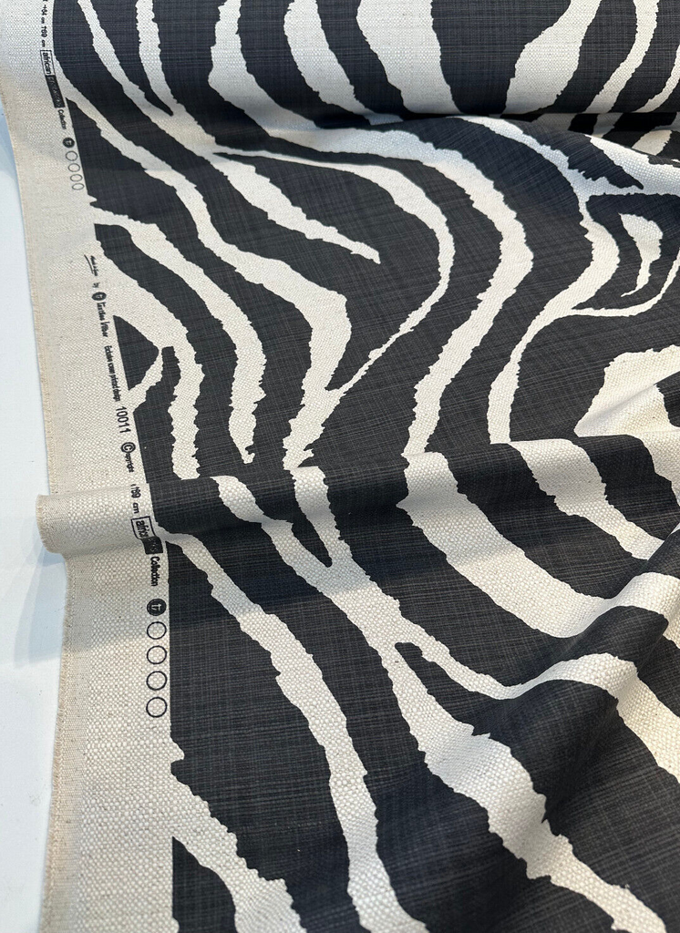 Sinkoku Zebra Black Linen Teflon Drapery Upholstery Fabric by the yard ...
