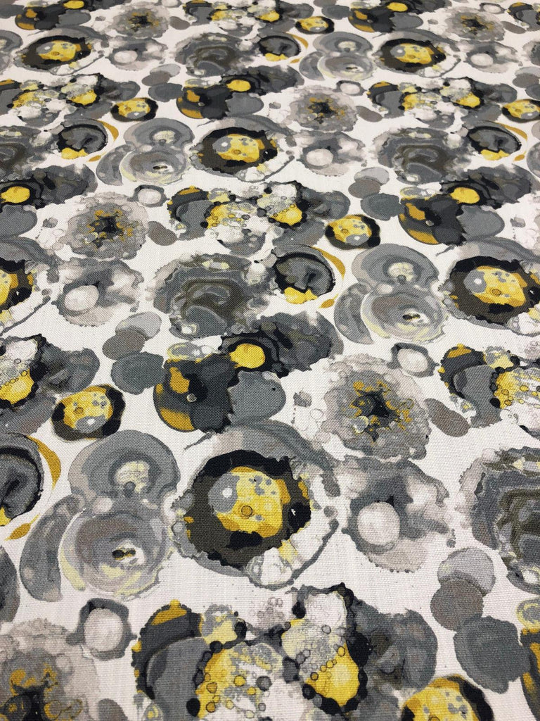 Splatter Yellow Charcoal Artist Drapery Upholstery Bartson Fabric by t ...